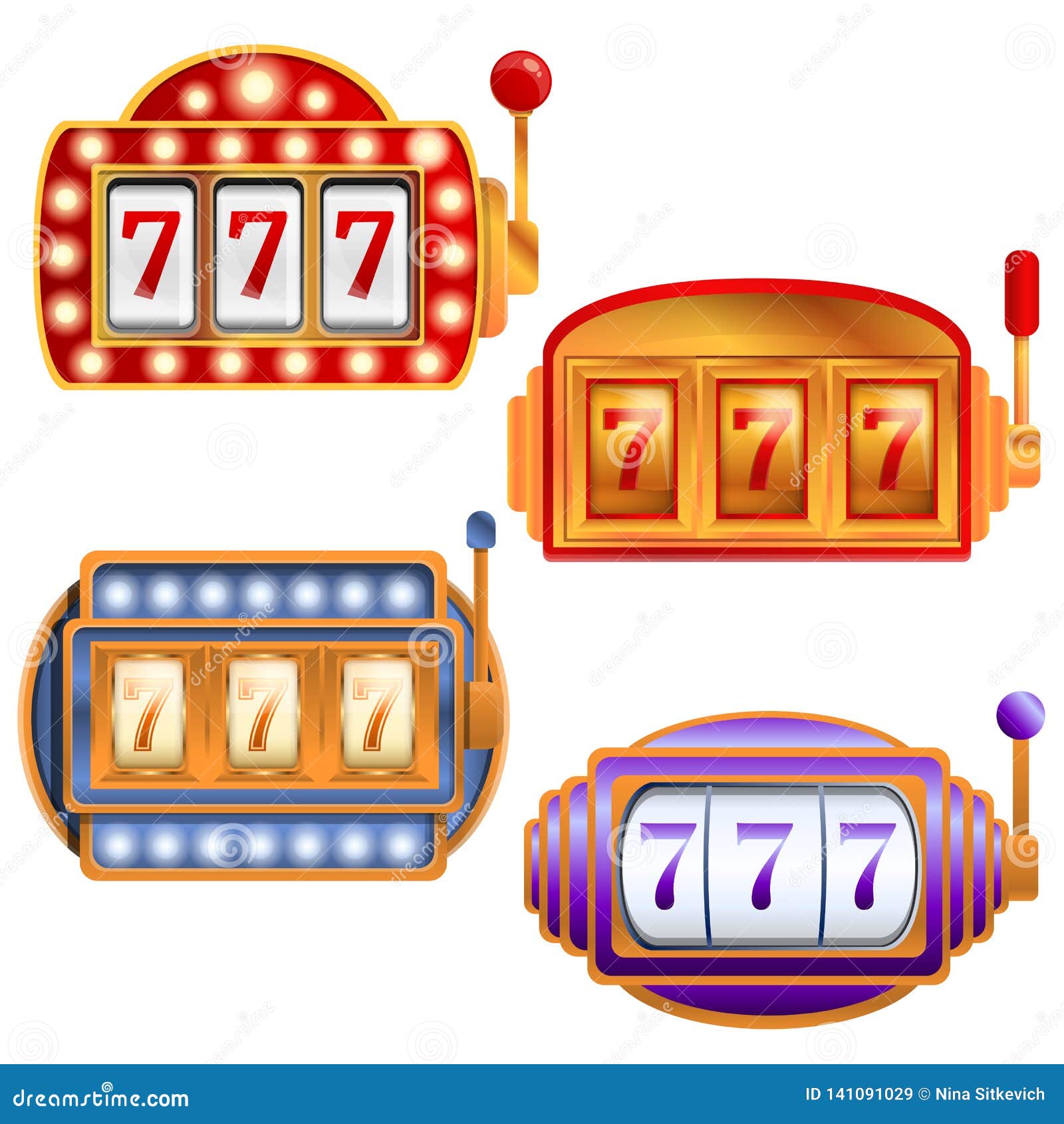Slot Machine Icons Set, Cartoon Style Stock Vector - Illustration of ...