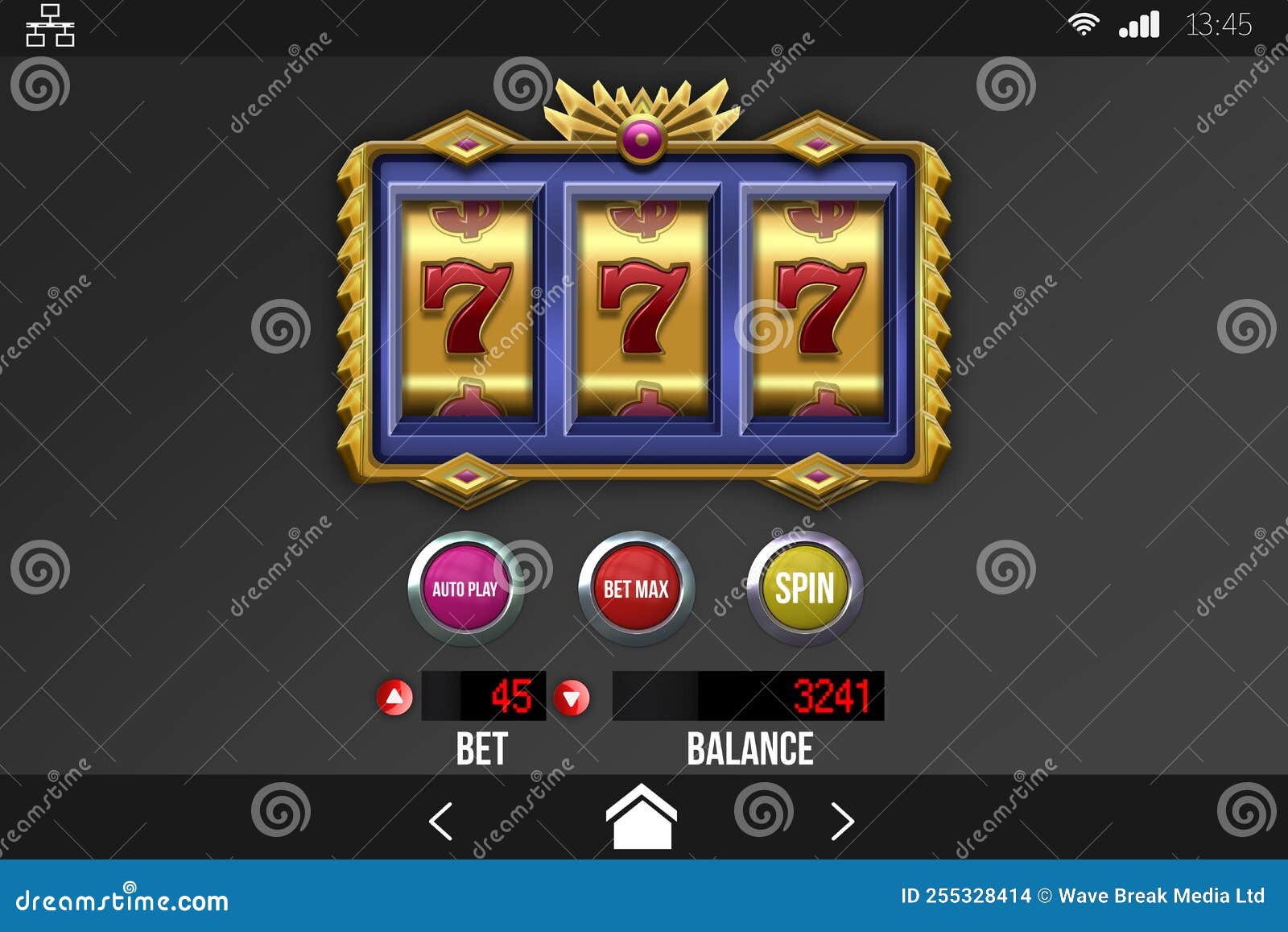 Slot Machine with Icons and Symbols on Mobile Screen Stock Illustration ...