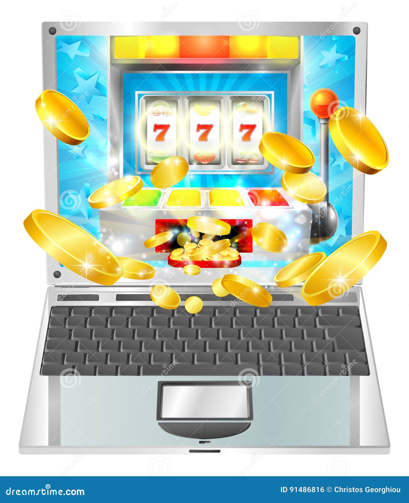 Slot Machine Laptop Computer Concept Stock Vector - Illustration of ...