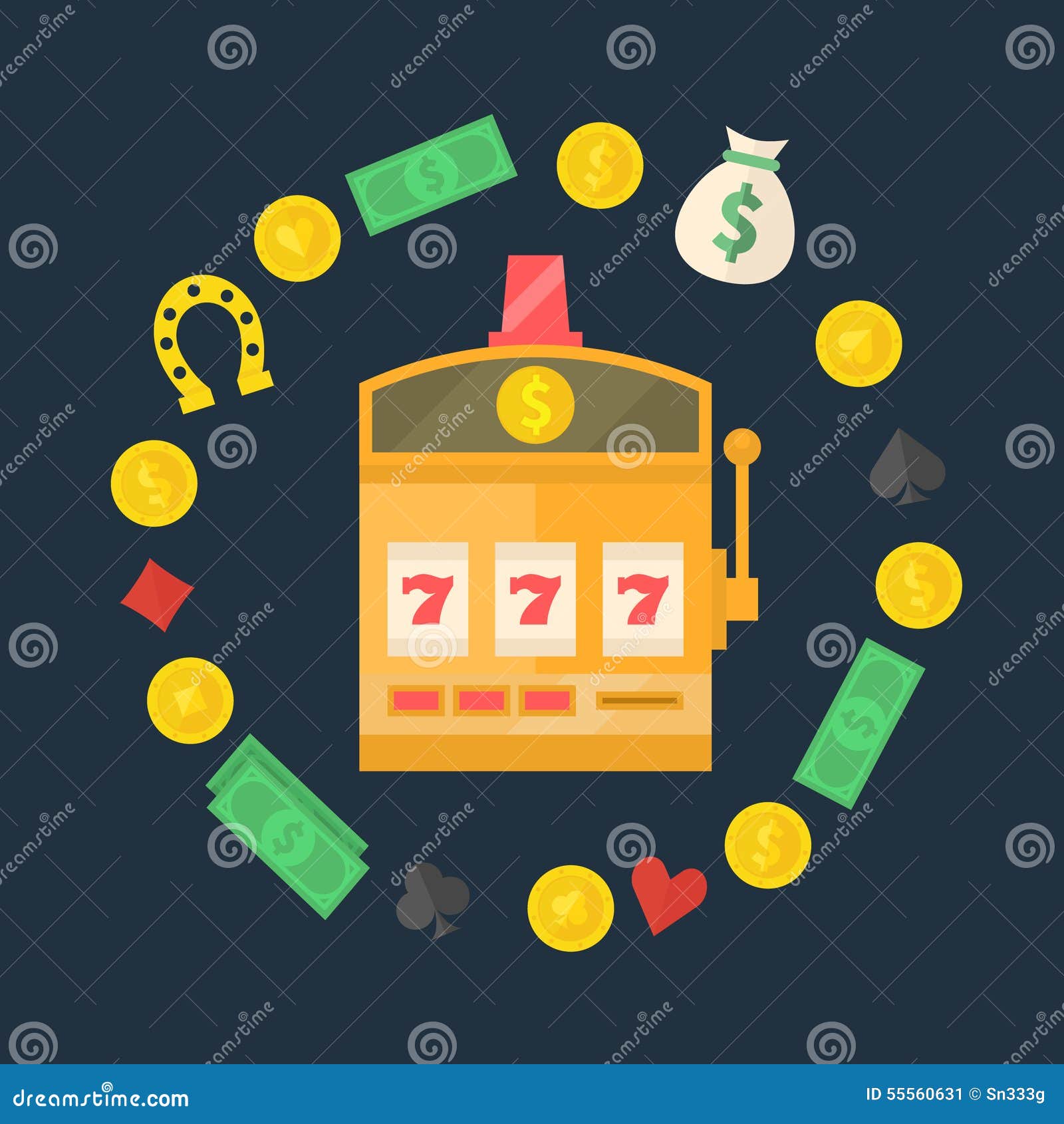 Slot machine logo or icon stock vector. Illustration of shadow - 55560631