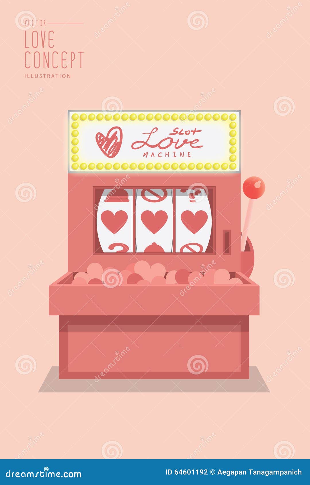 Slot Machine Love Prediction Flat Vector. Stock Vector - Illustration ...