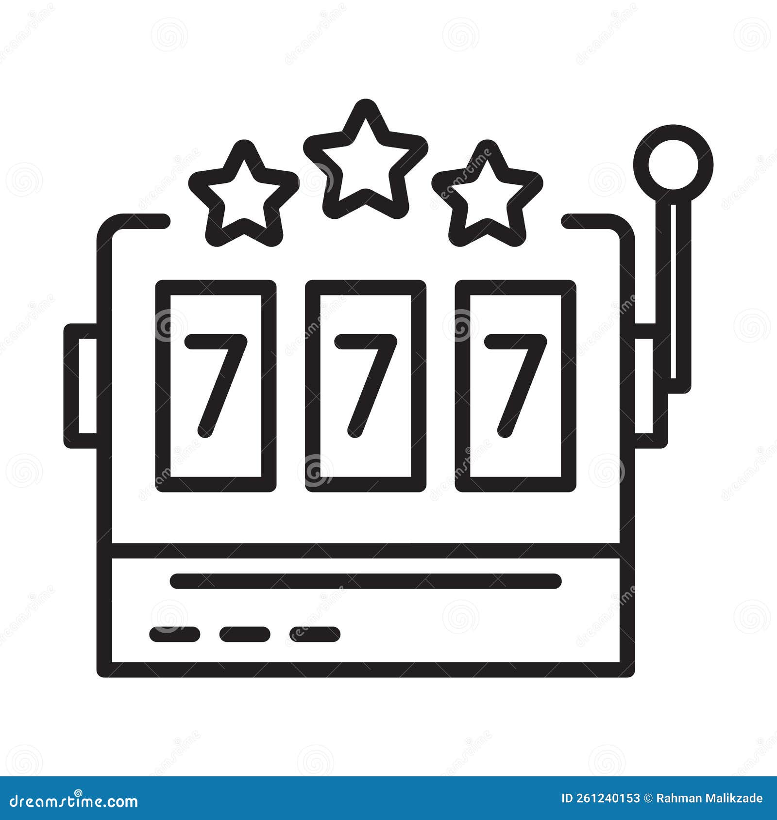 Slot Machine Outline Icon. Lucky Seven 777 Vector Illustration Stock ...
