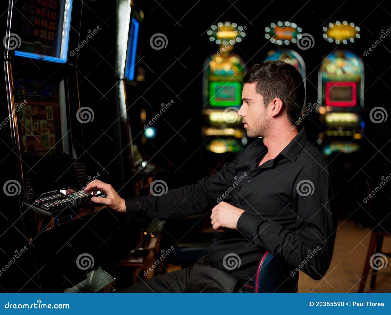 Slot machine player stock photo. Image of happiness, gambling - 20365590