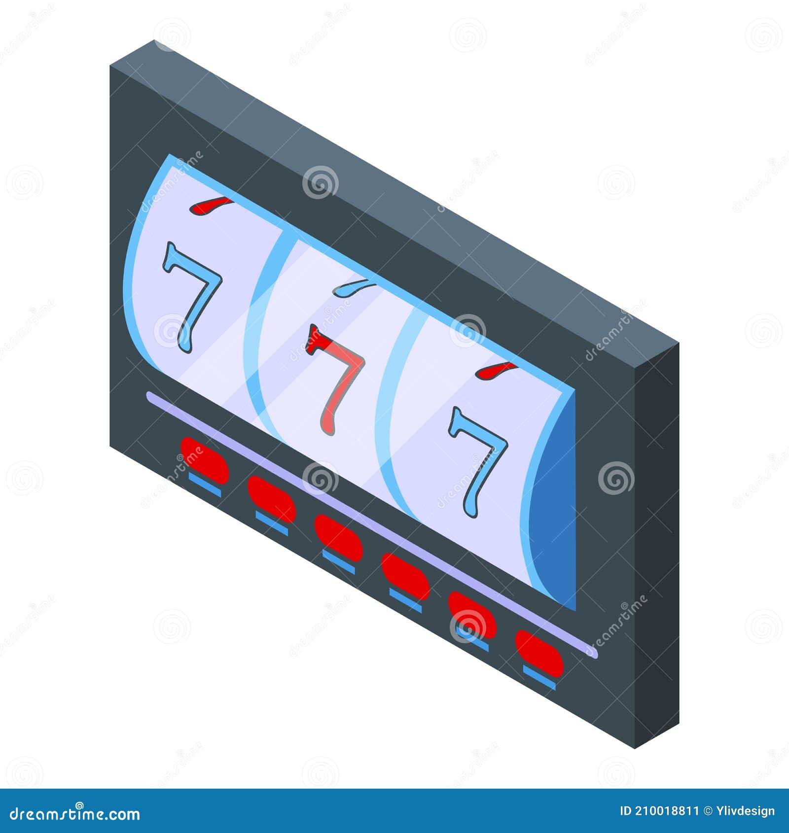 Slot Machine Seven Icon, Isometric Style Stock Vector - Illustration of ...