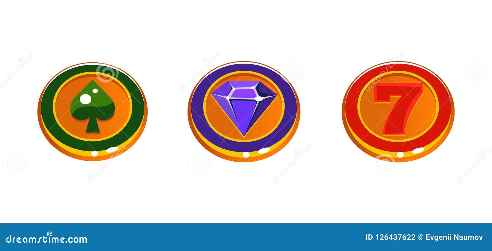 Slot Machine Signs, Colorful Game User Interface Elements for Computer ...