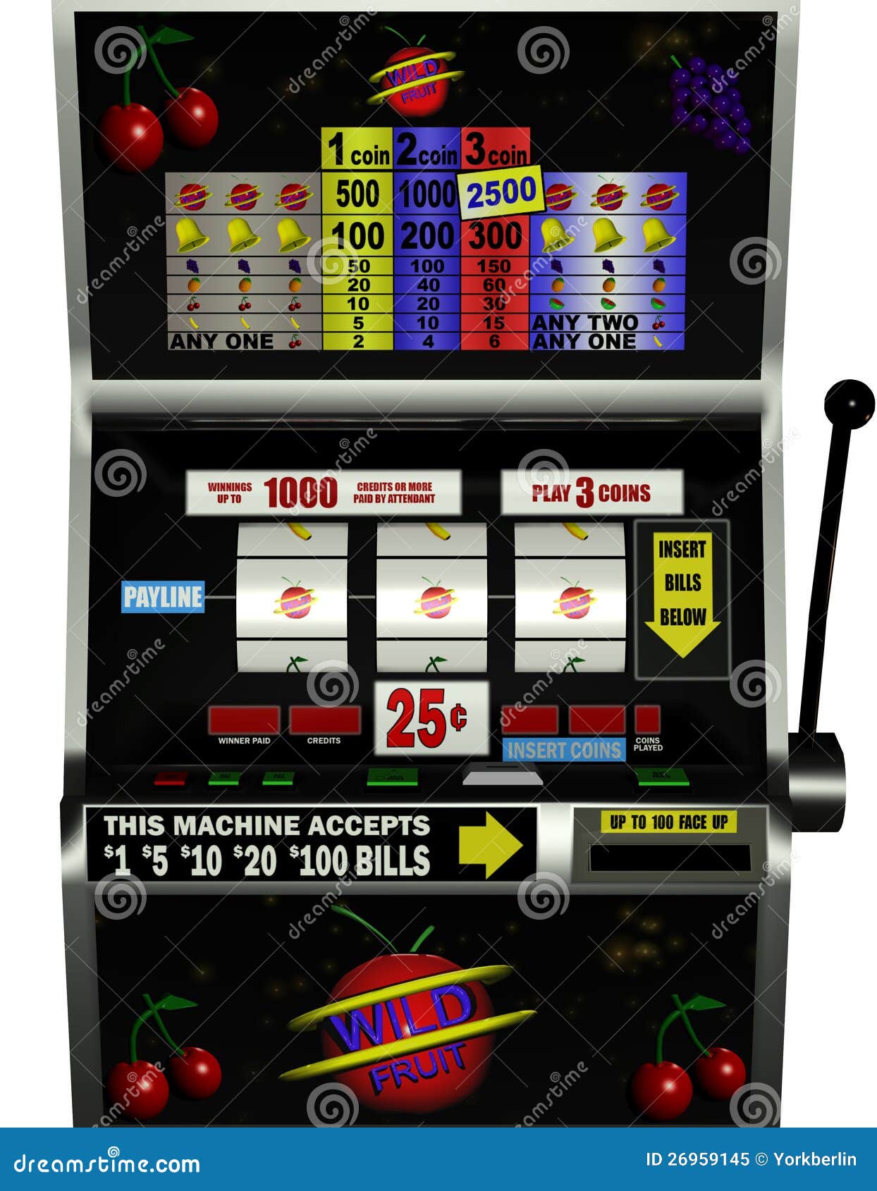 Slot Machine Wild Fruit stock illustration. Illustration of lose - 26959145