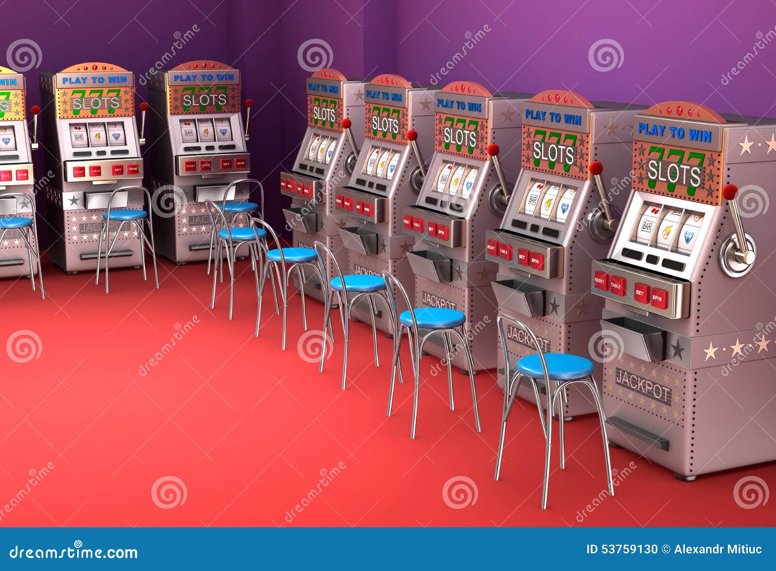 Slot Machines in the Casino Interior Stock Illustration - Illustration ...