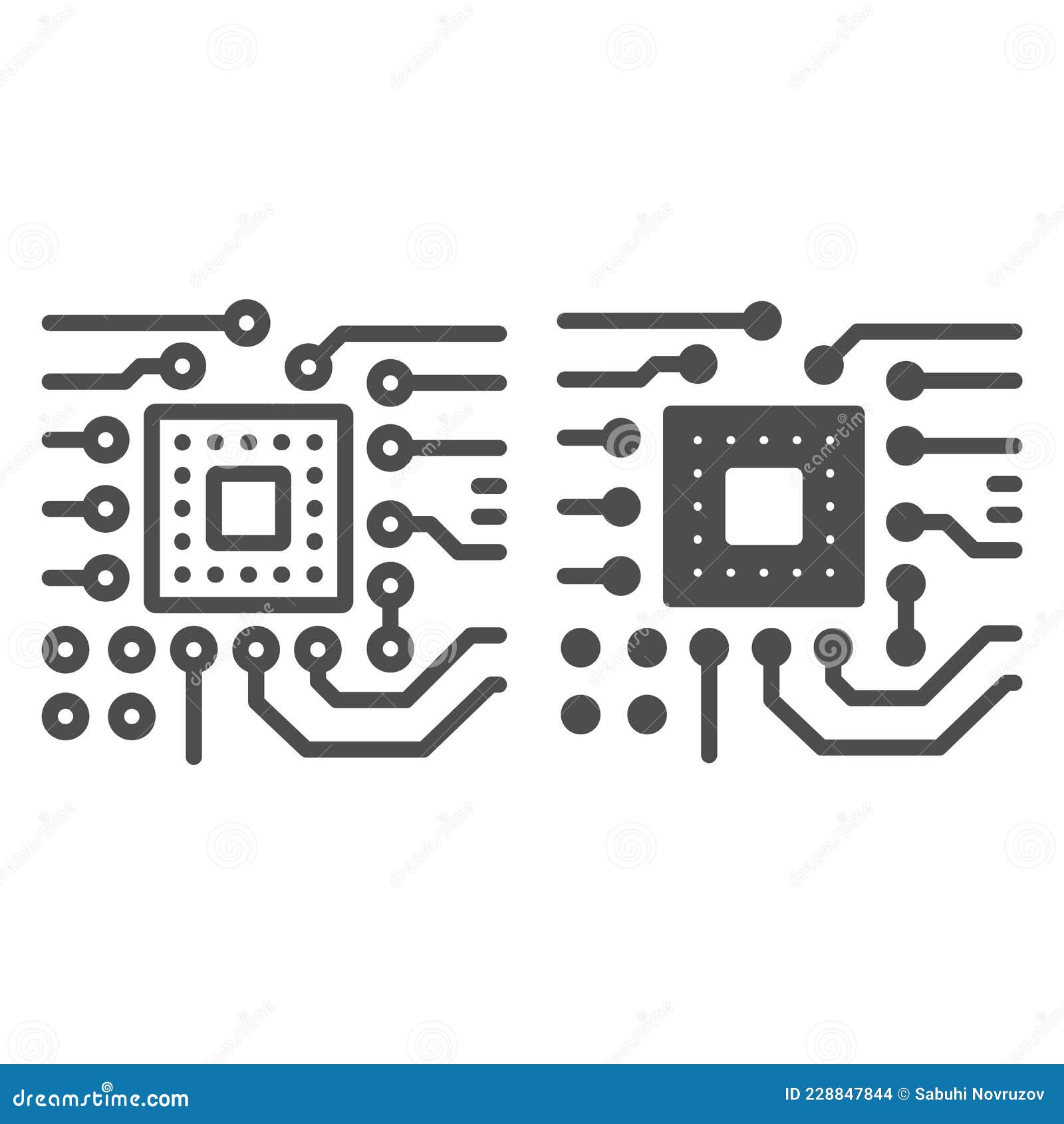 Slot for Processor on Motherboard Line and Solid Icon, Electronics ...