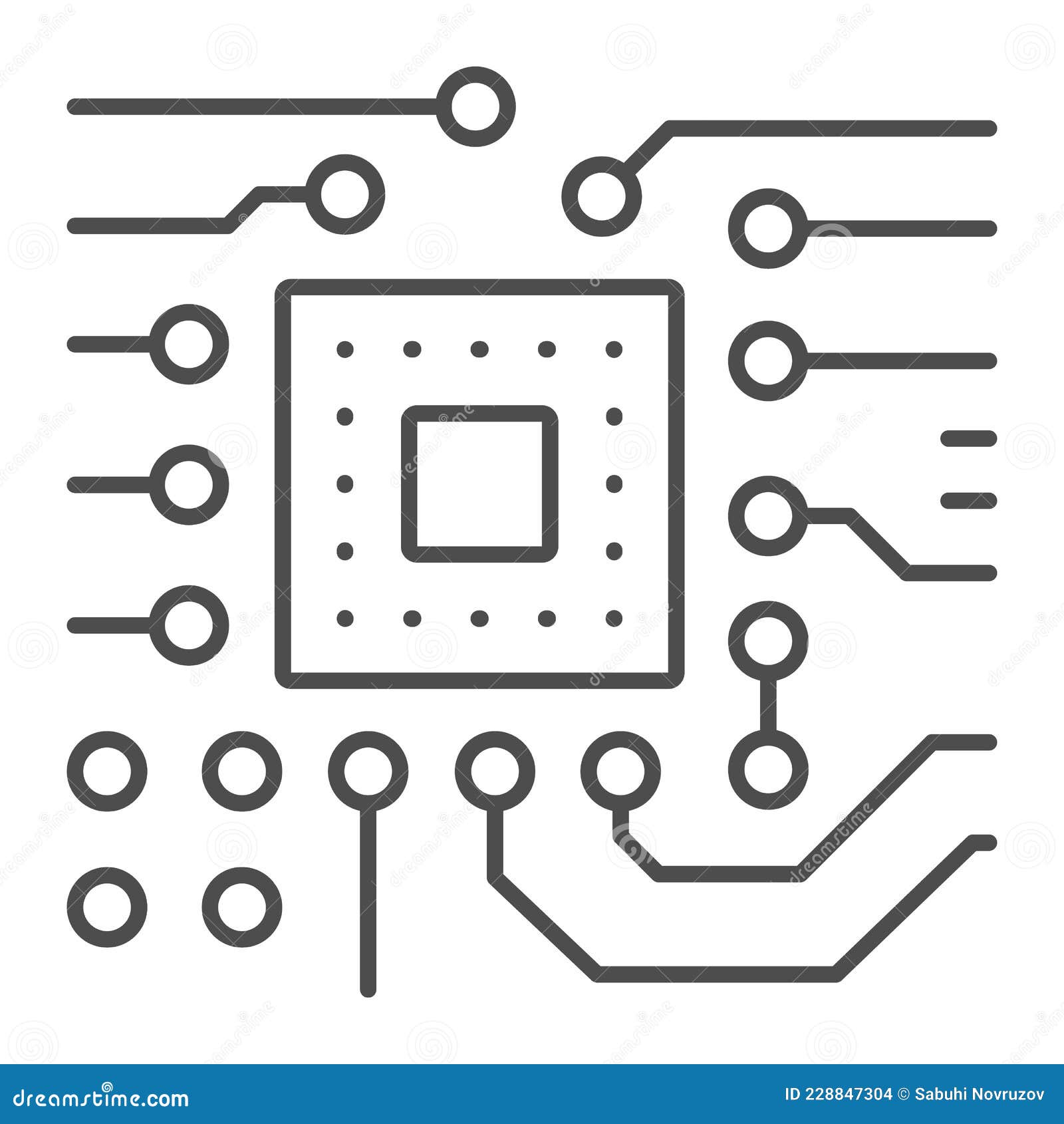 Slot for Processor on Motherboard Thin Line Icon, Electronics Concept ...
