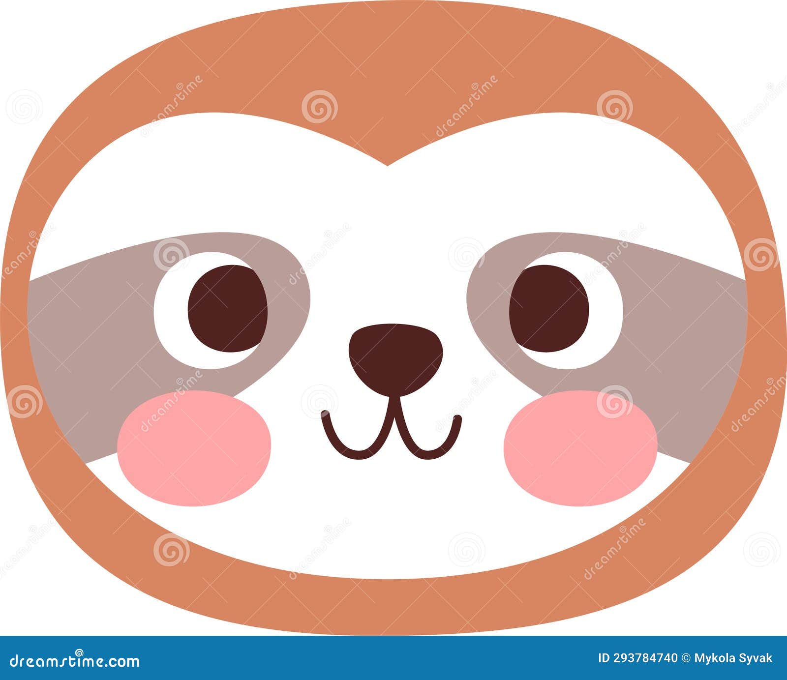 Sloth Animal Face stock vector. Illustration of vector - 293784740