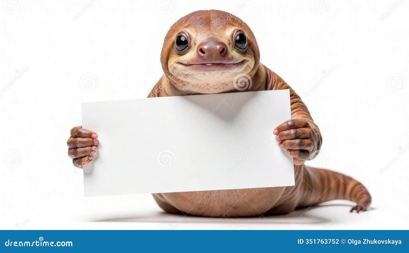 Sloth with Blank Sign on White Background Stock Illustration ...