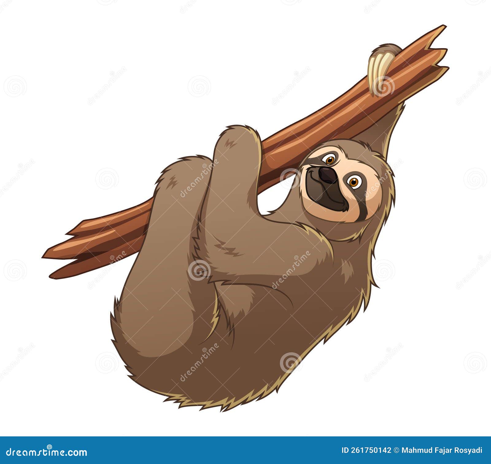 Sloth Cartoon Sleeping On The Tree, Sloth Mascot Cartoon Character ...
