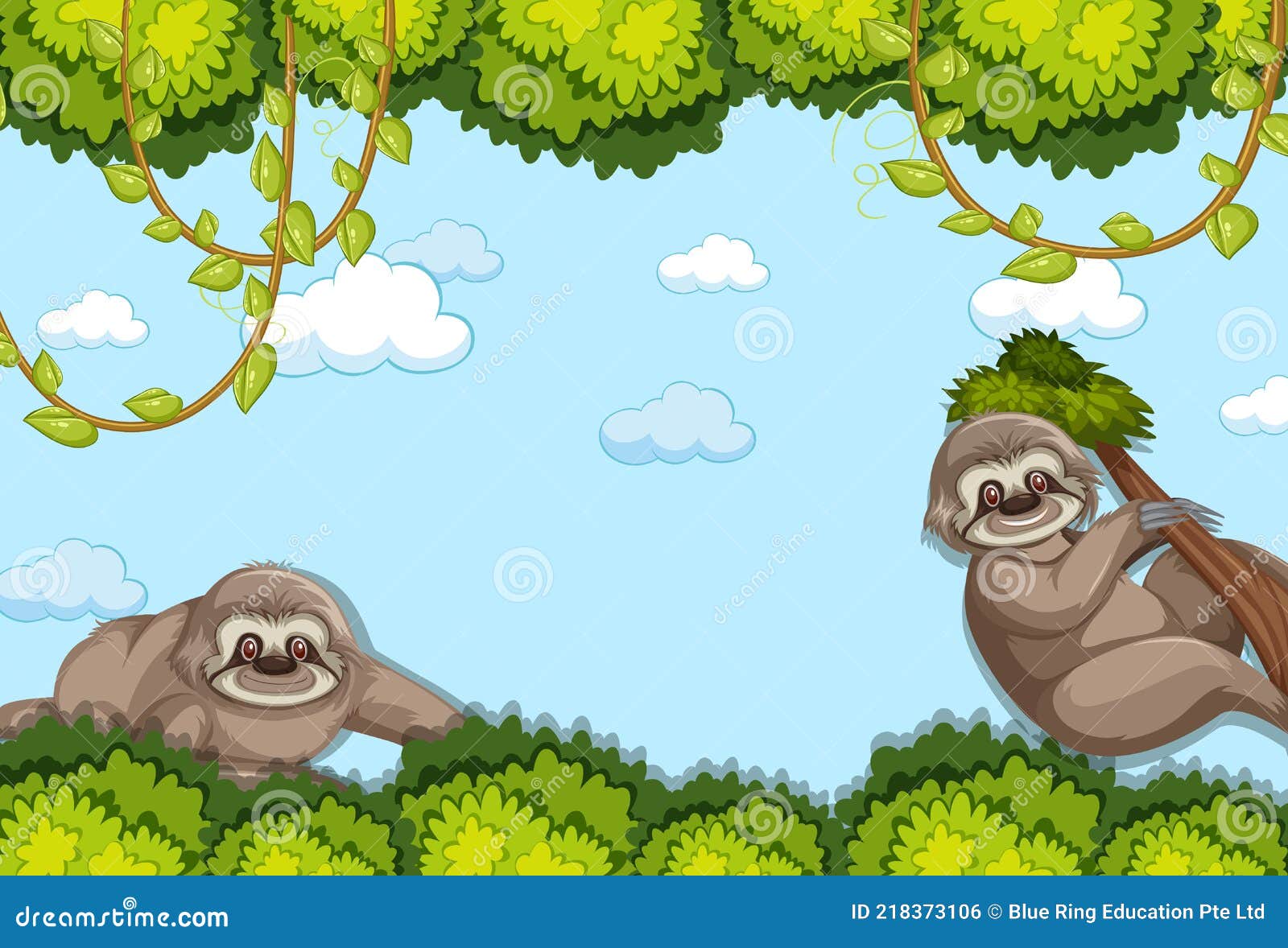 Sloth Cartoon Character Expressing Different Emotions Vector Set ...