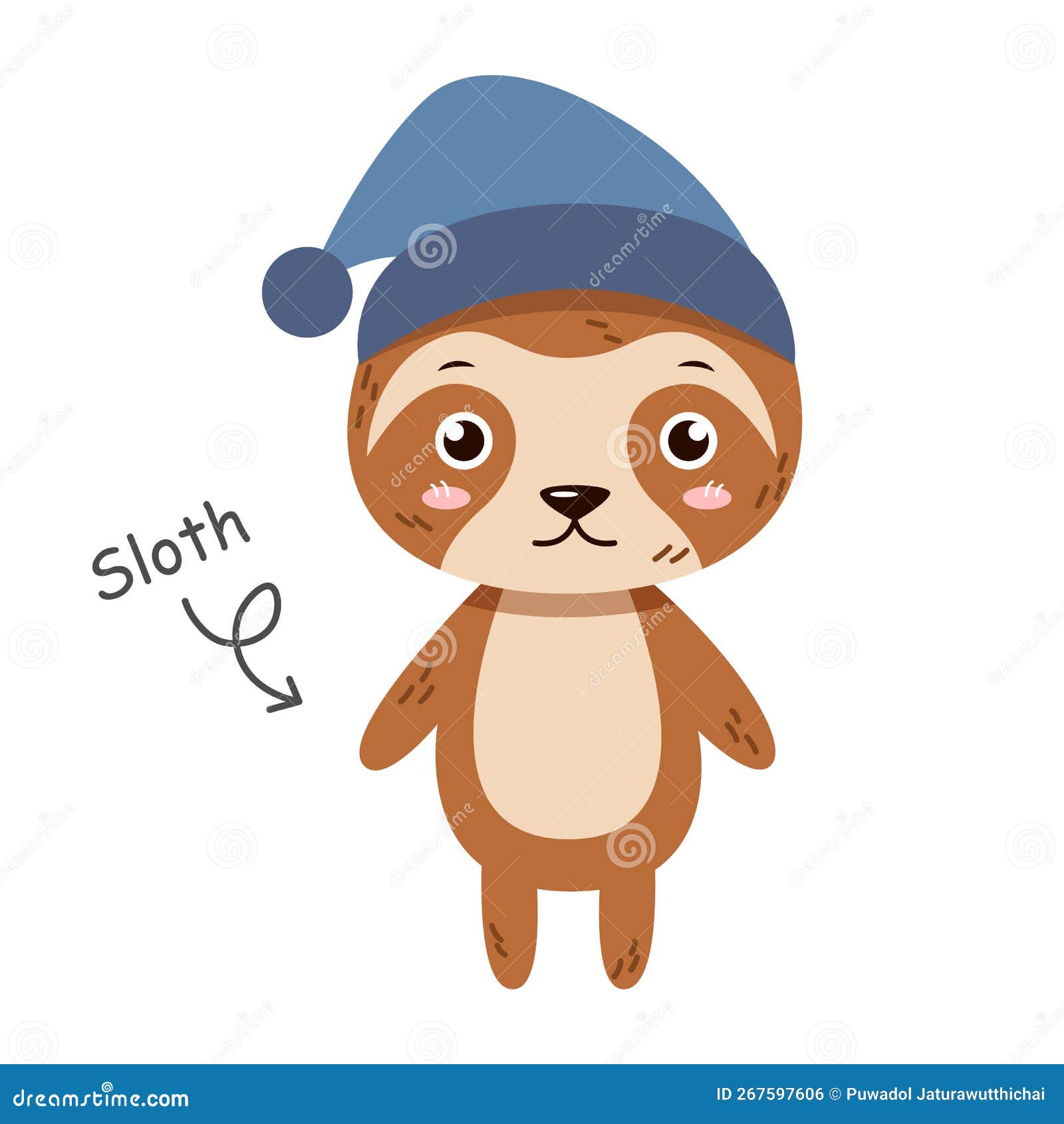 Sloth Cartoon Character Expressing Different Emotions Vector Set ...