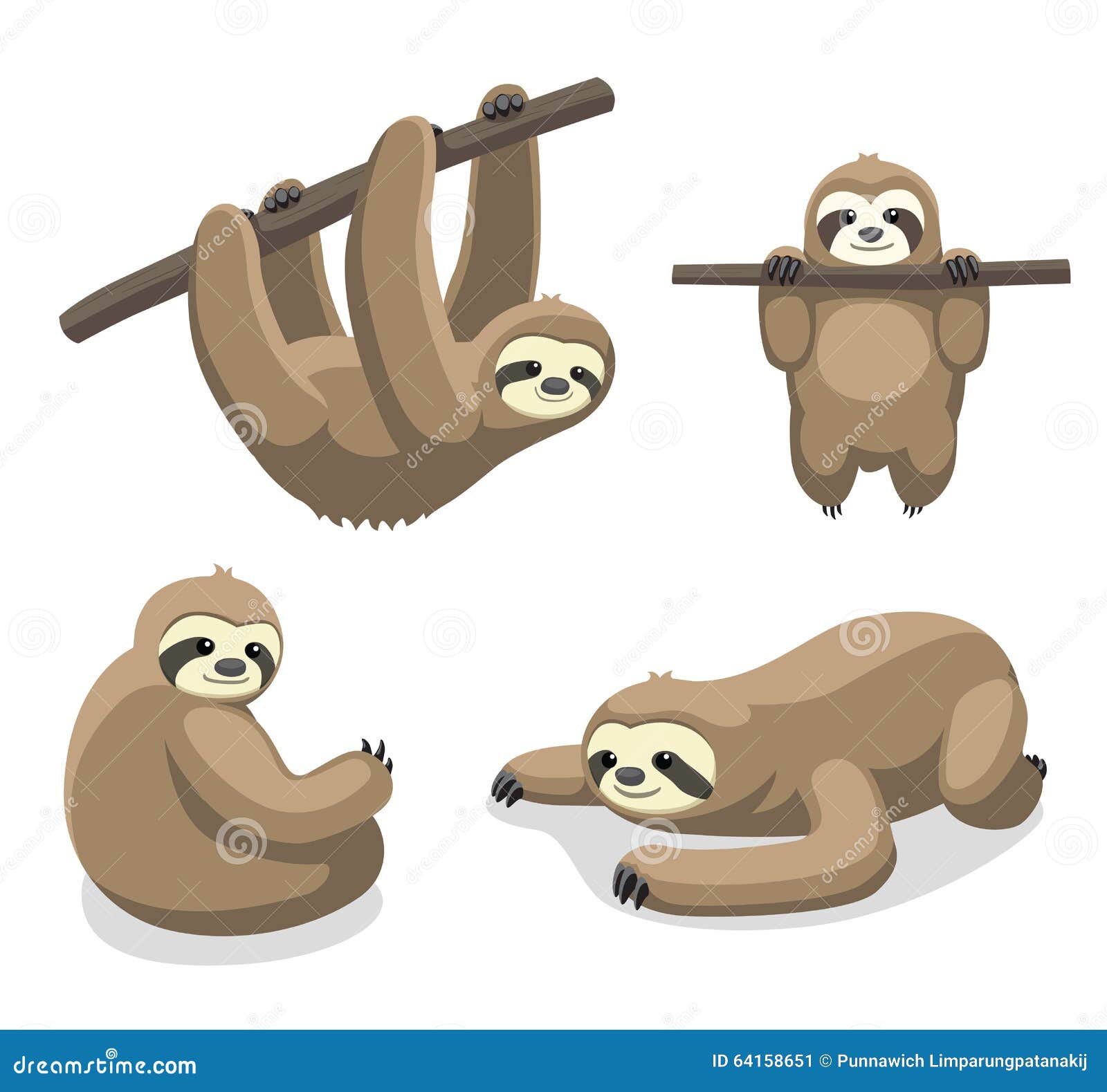Sloth Cartoon Vector Illustration 1 Stock Vector - Illustration of ...