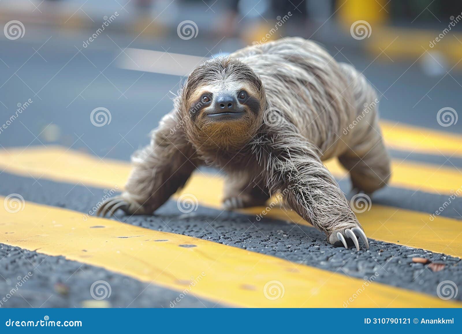 Sloth Crossing the Road.Generative Ai Stock Illustration - Illustration ...
