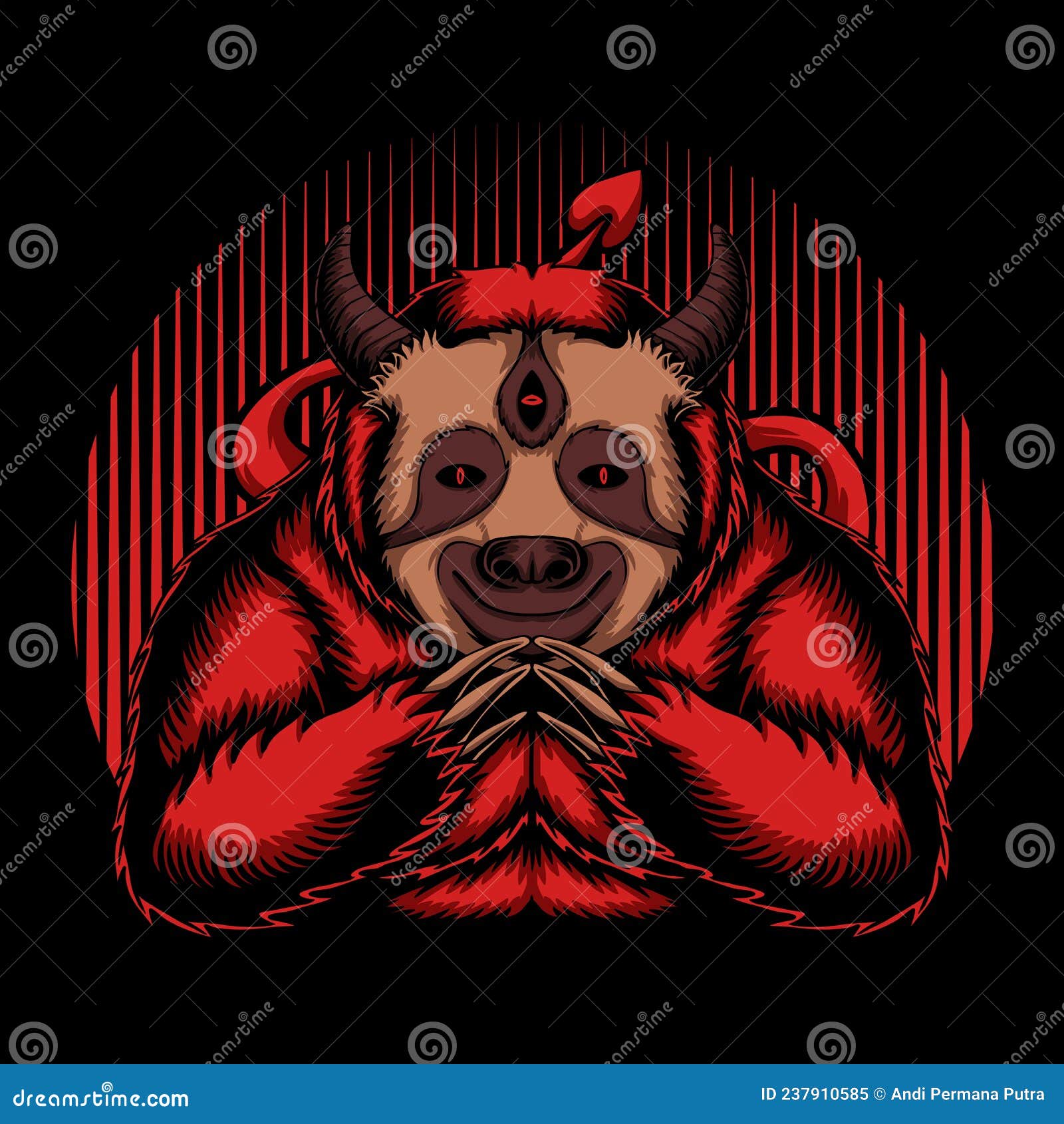 Sloth Devil Vector Illustration Stock Vector - Illustration of print ...