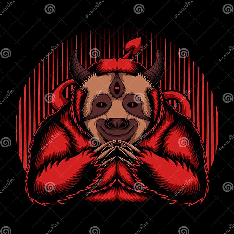 Sloth Devil Vector Illustration Stock Vector - Illustration of print ...