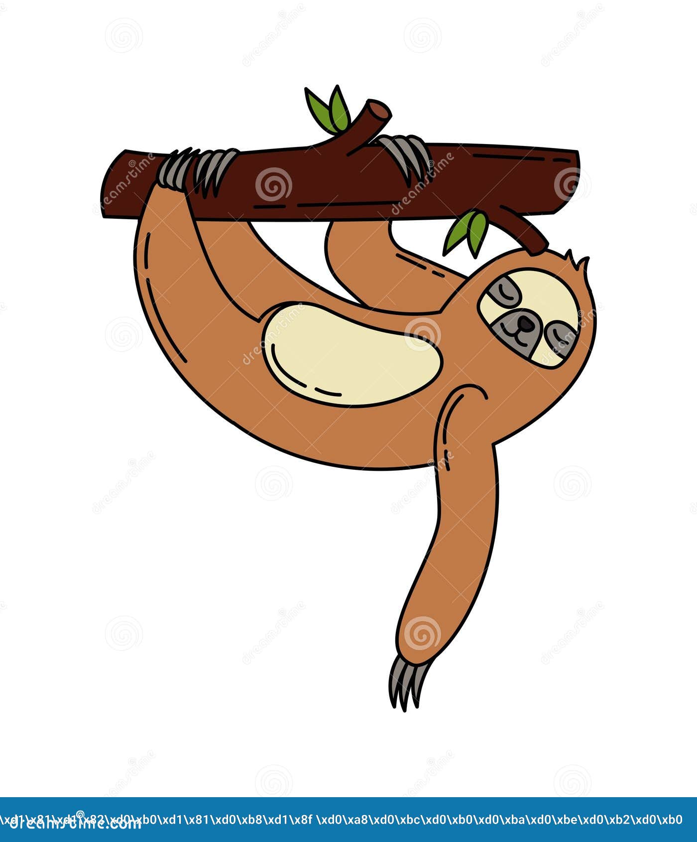 Sloth Doodle Vector Color Illustration Isolated on White Background ...