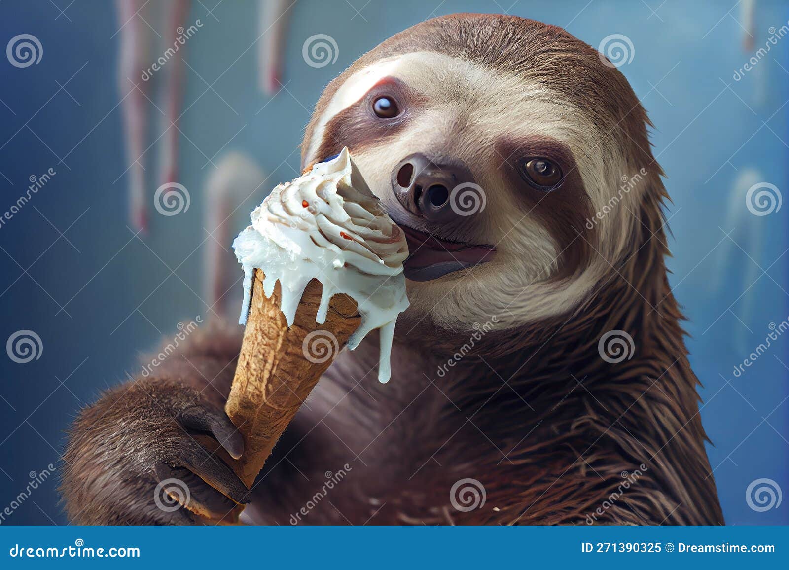 Fat Sloth Eating A Slice Of Pepperoni Pizza Vector Illustration ...