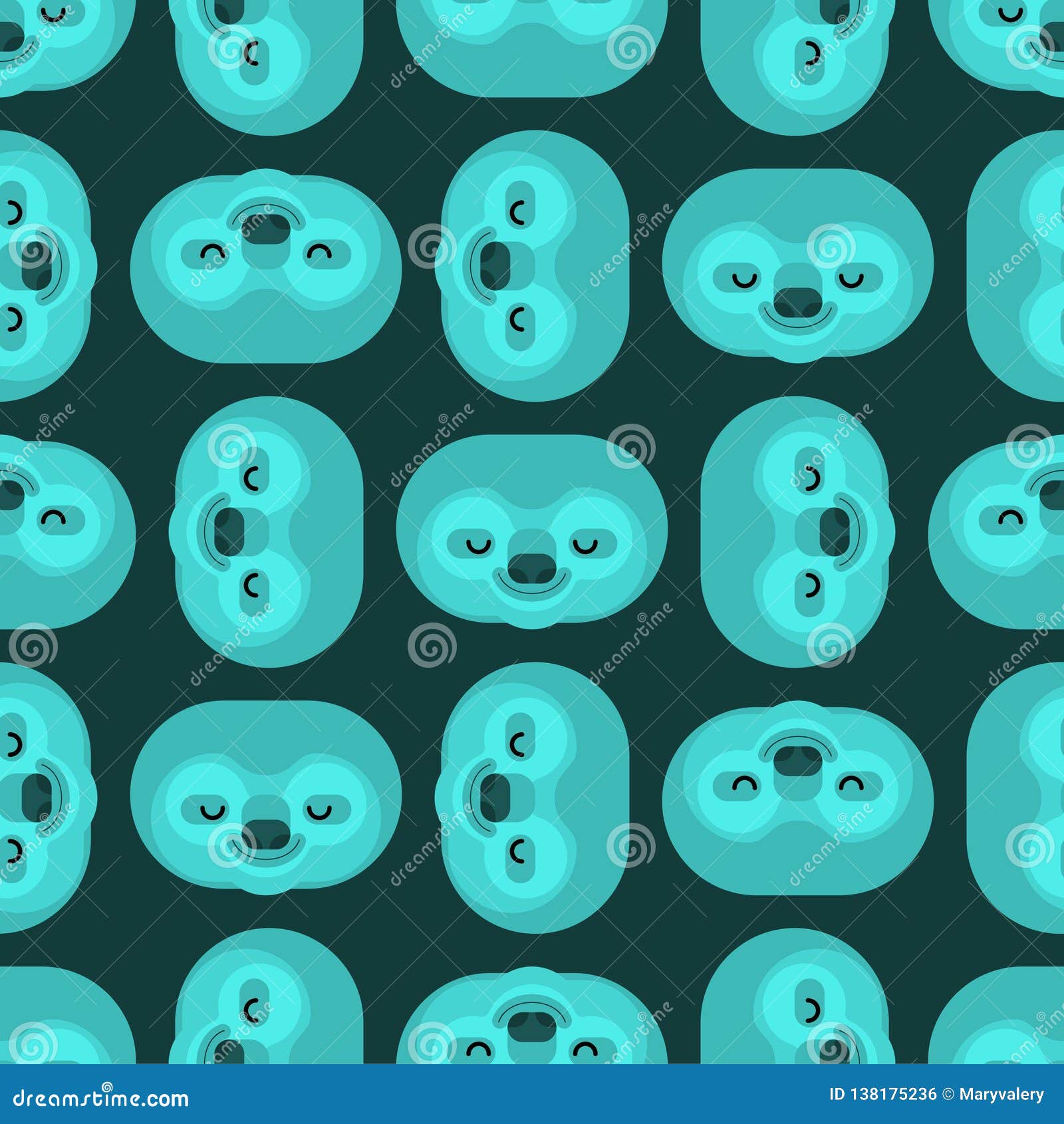 Sloth Face Pattern Seamless. Lazybones Animal Cartoon Background ...