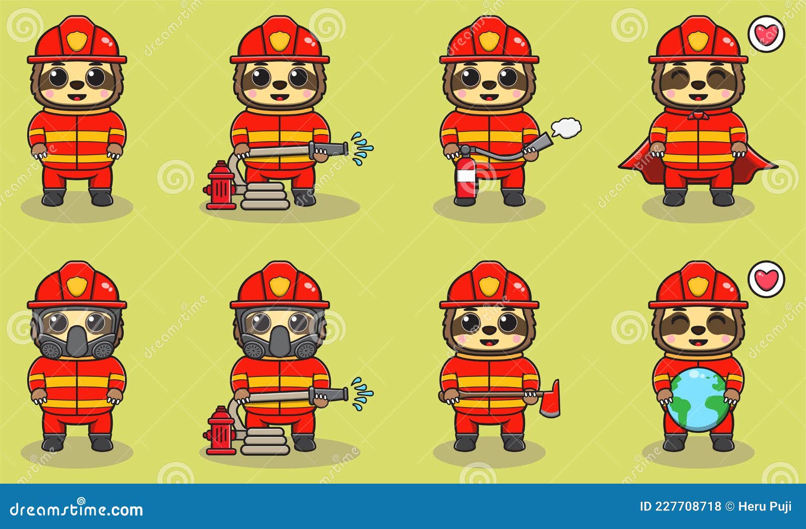 Vector Illustration of Sloth Firefighter Cartoon Stock Vector ...