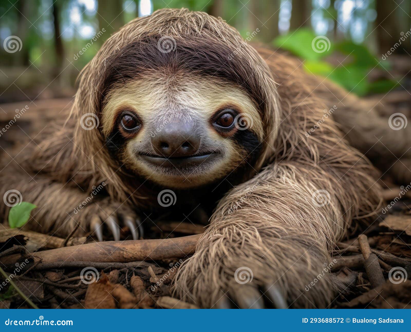 Sloth on the ground stock illustration. Illustration of slow - 293688572