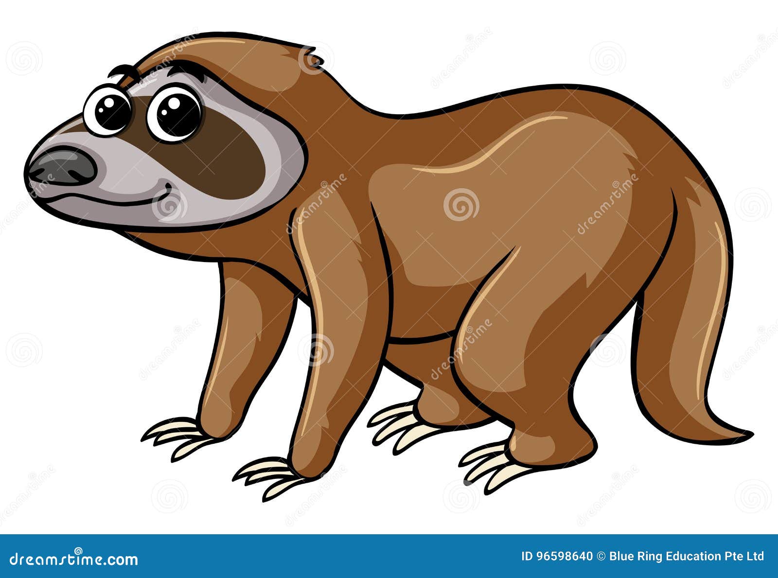 Sloth with happy face stock vector. Illustration of happy - 96598640