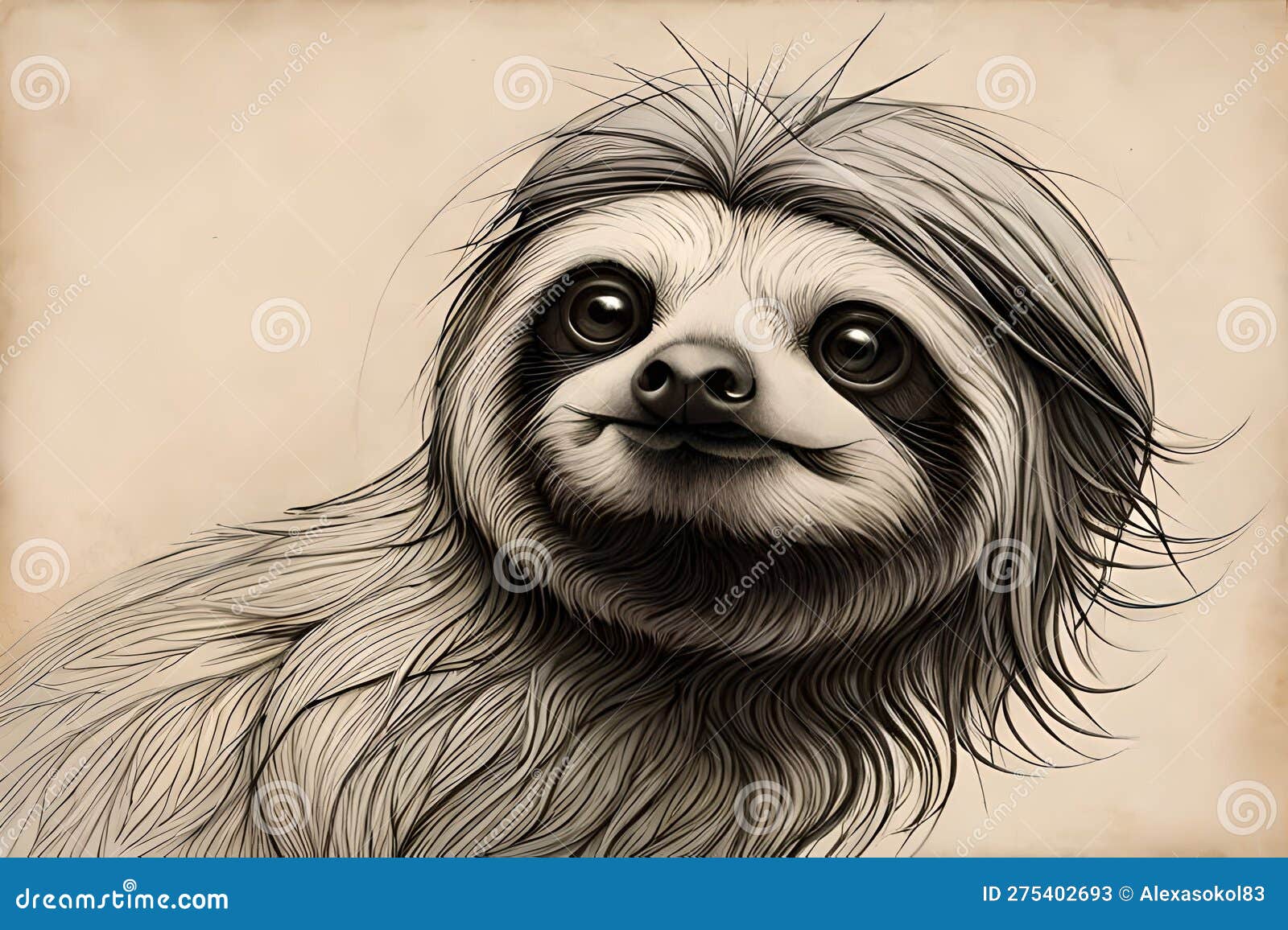 Sloth Head Sketch Book in Cartoon Style Stock Illustration ...