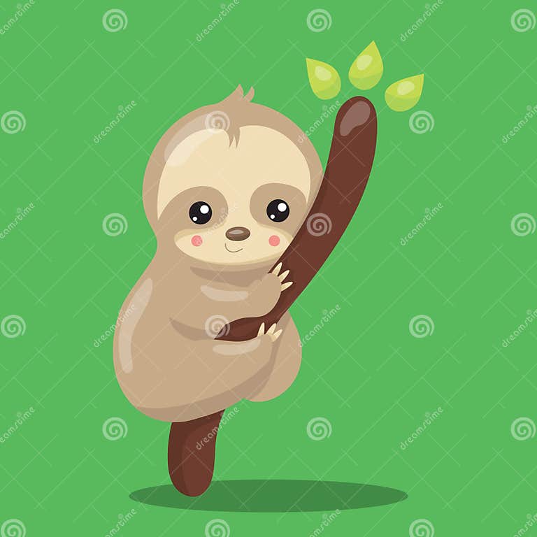 Sloth hug 07 stock vector. Illustration of cartoon, vector - 198990957