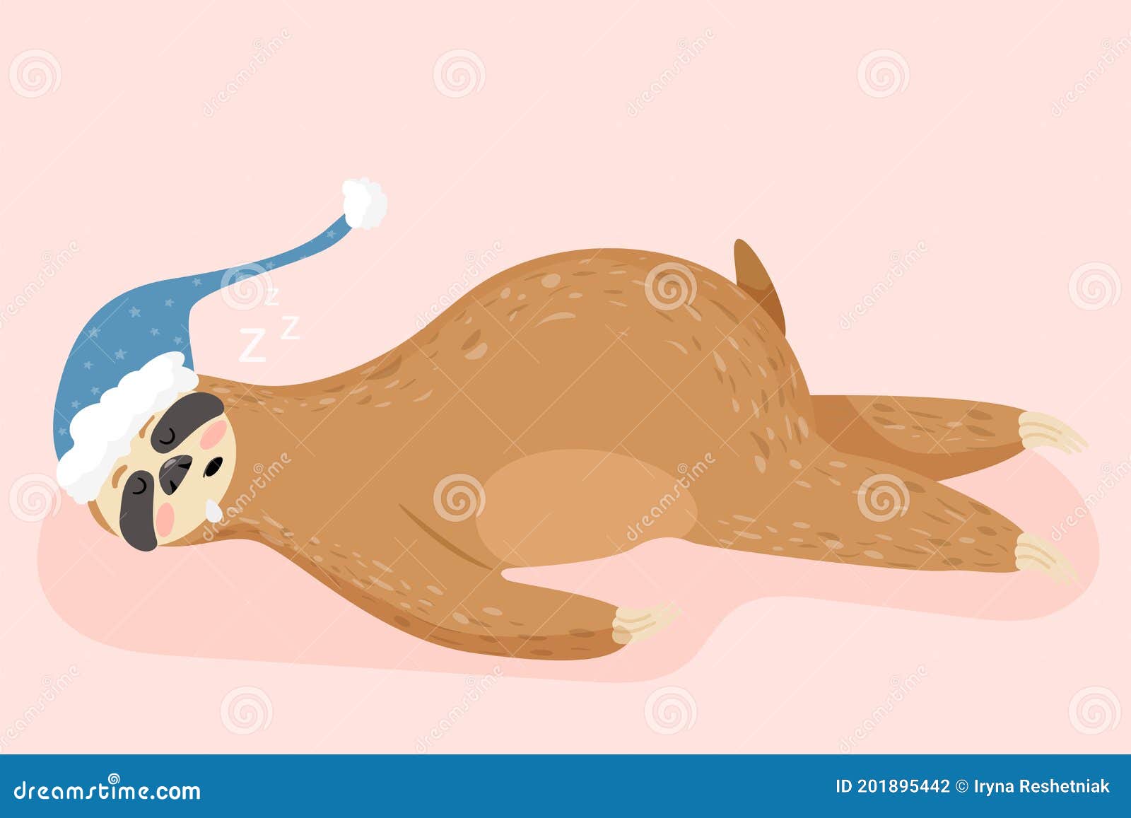 Cute Cartoon Sloth Sleeping. Animal Wearing Nightcap Stock Vector ... Cute Cartoon Sloth Sleeping. Animal Wearing Nightcap Stock Vector ...