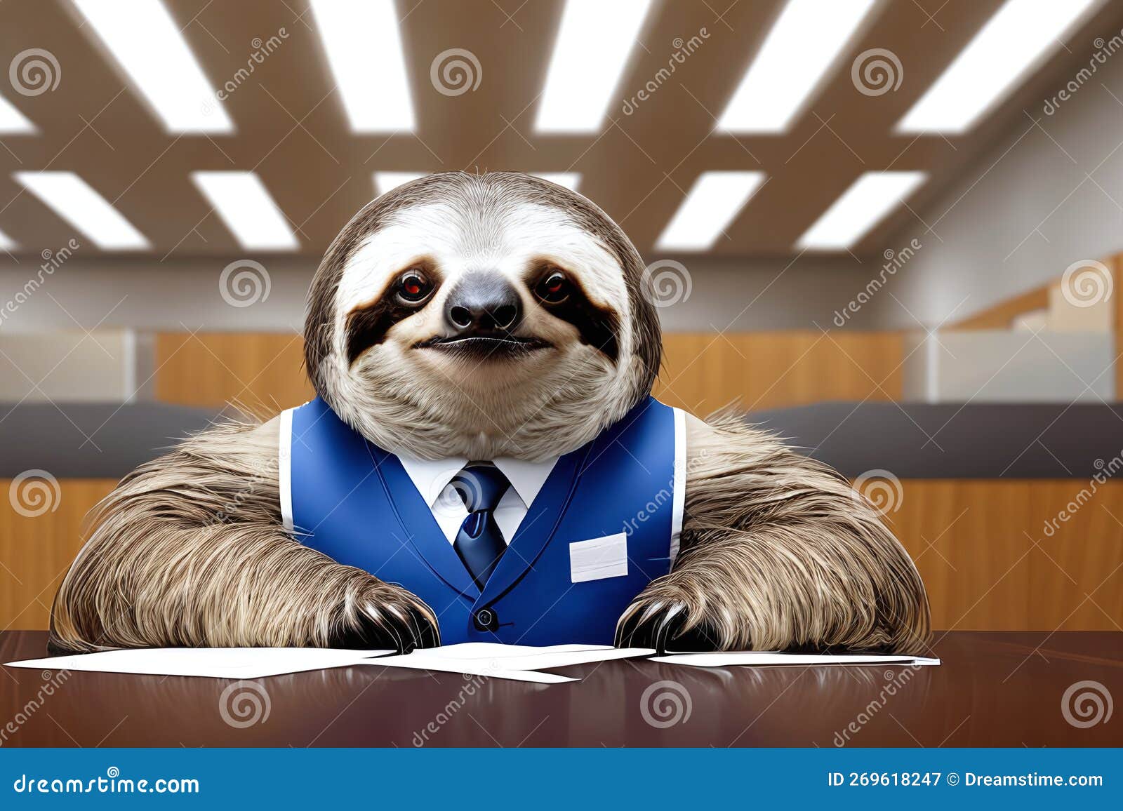 Sloth Interviewing Candidates in Modern Office Stock Illustration ...