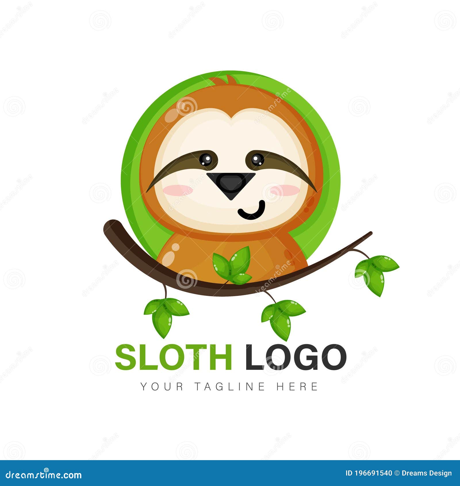 Sloth logo design vector stock vector. Illustration of mammal - 196691540
