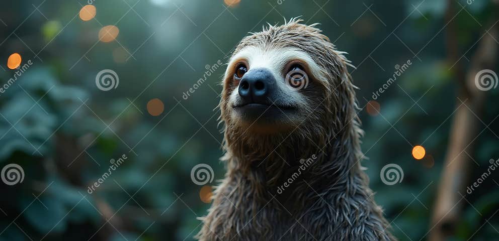 A Sloth is Looking Up at the Camera Stock Image - Image of macaque ...