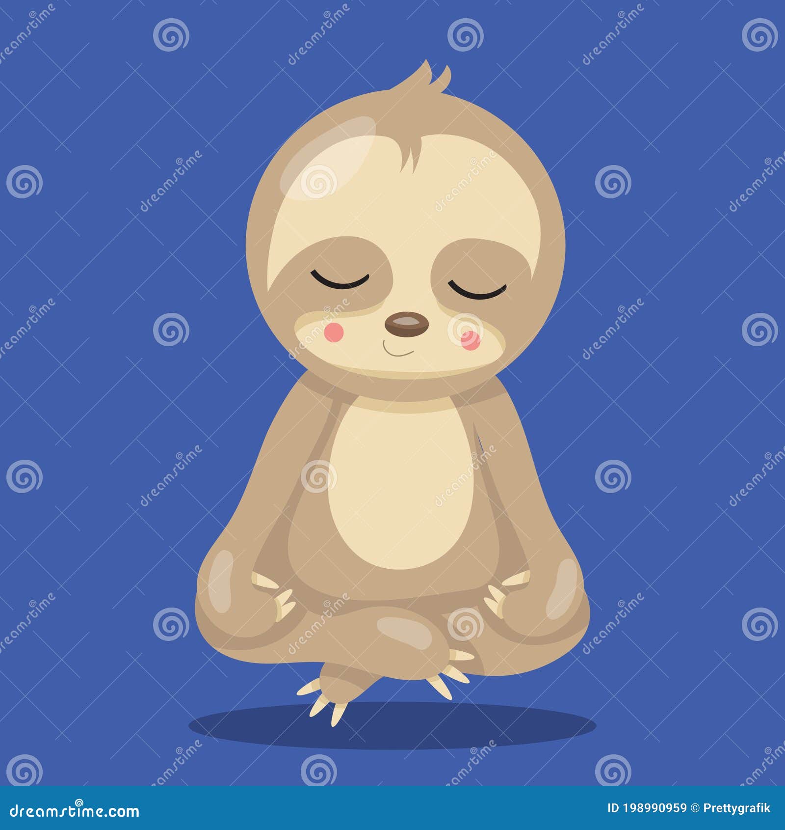 Sloth meditate 03 stock vector. Illustration of sloth - 198990959