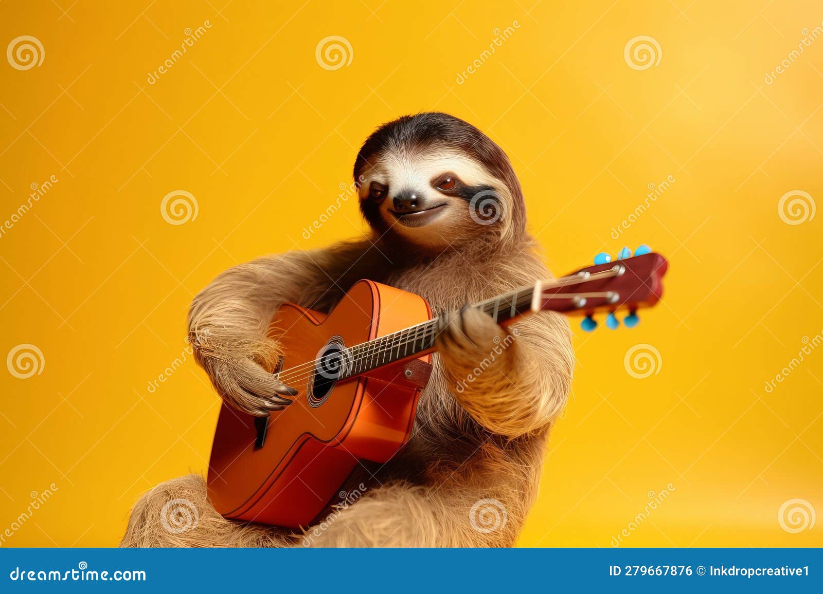 A Sloth Musician Playing Guitar in a Band. Generative Ai Stock ...