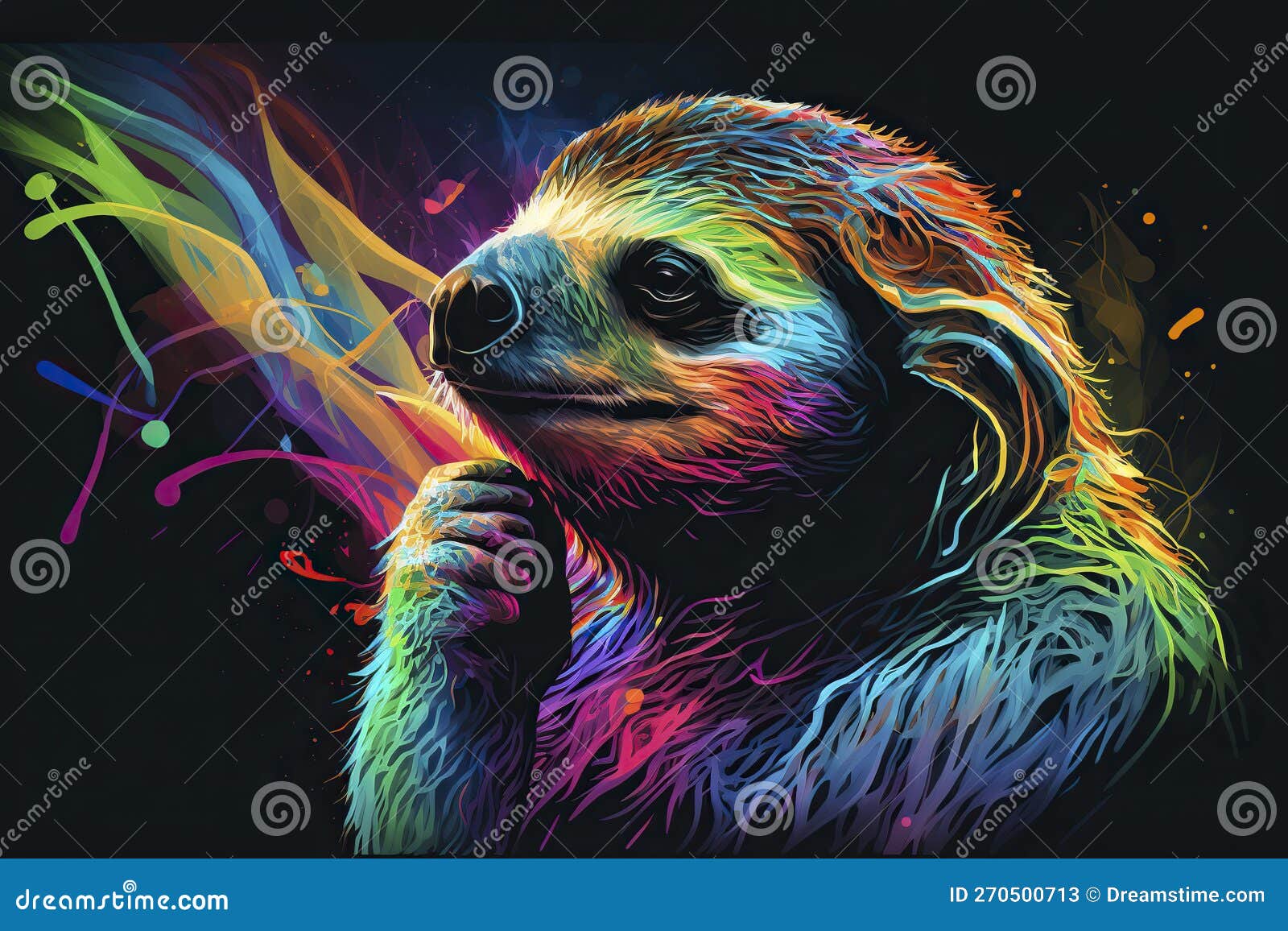 Sloth in Neon Colors. Generative AI Stock Image - Image of neon ...