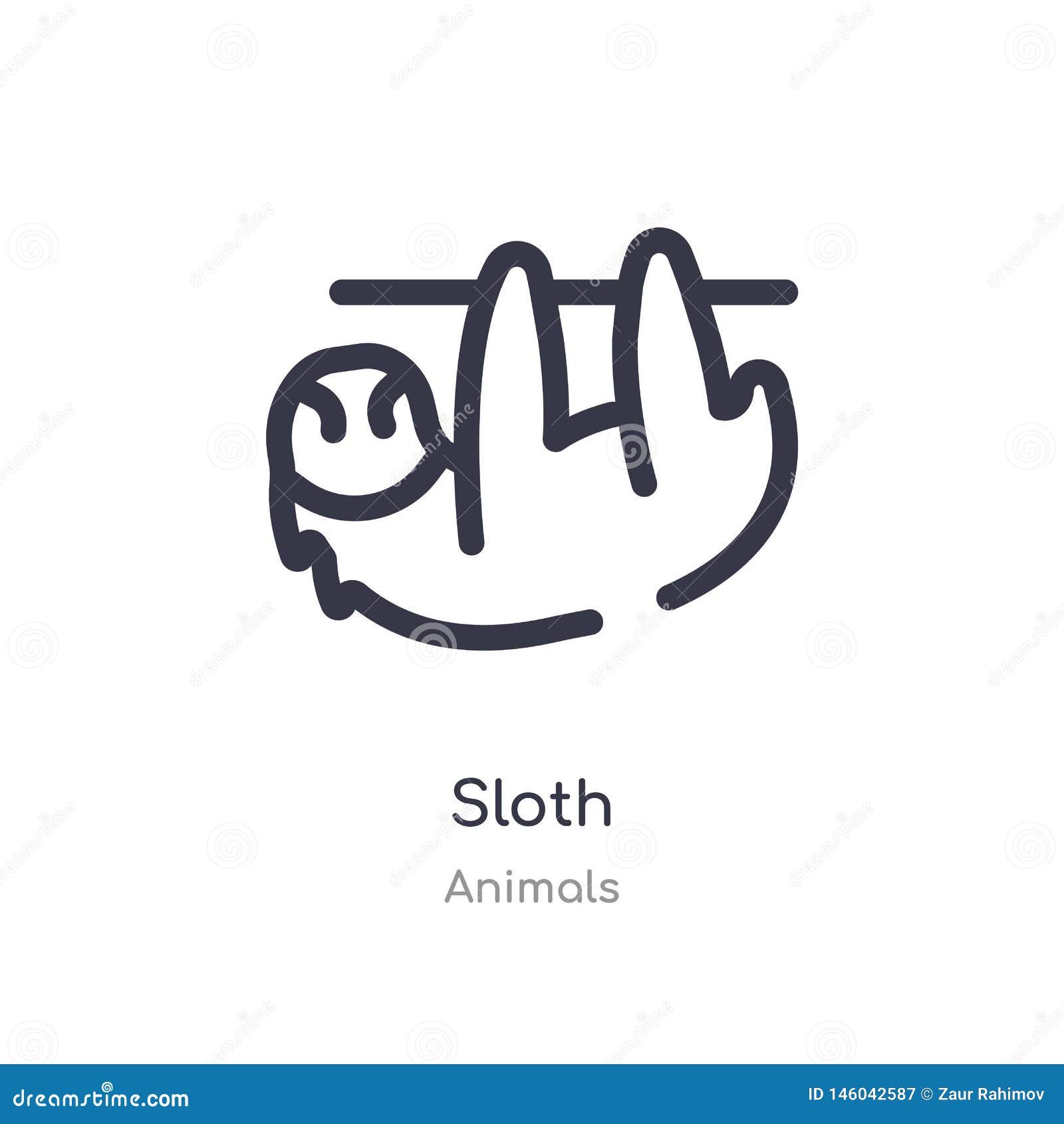 Sloth Outline Icon. Isolated Line Vector Illustration from Animals ...