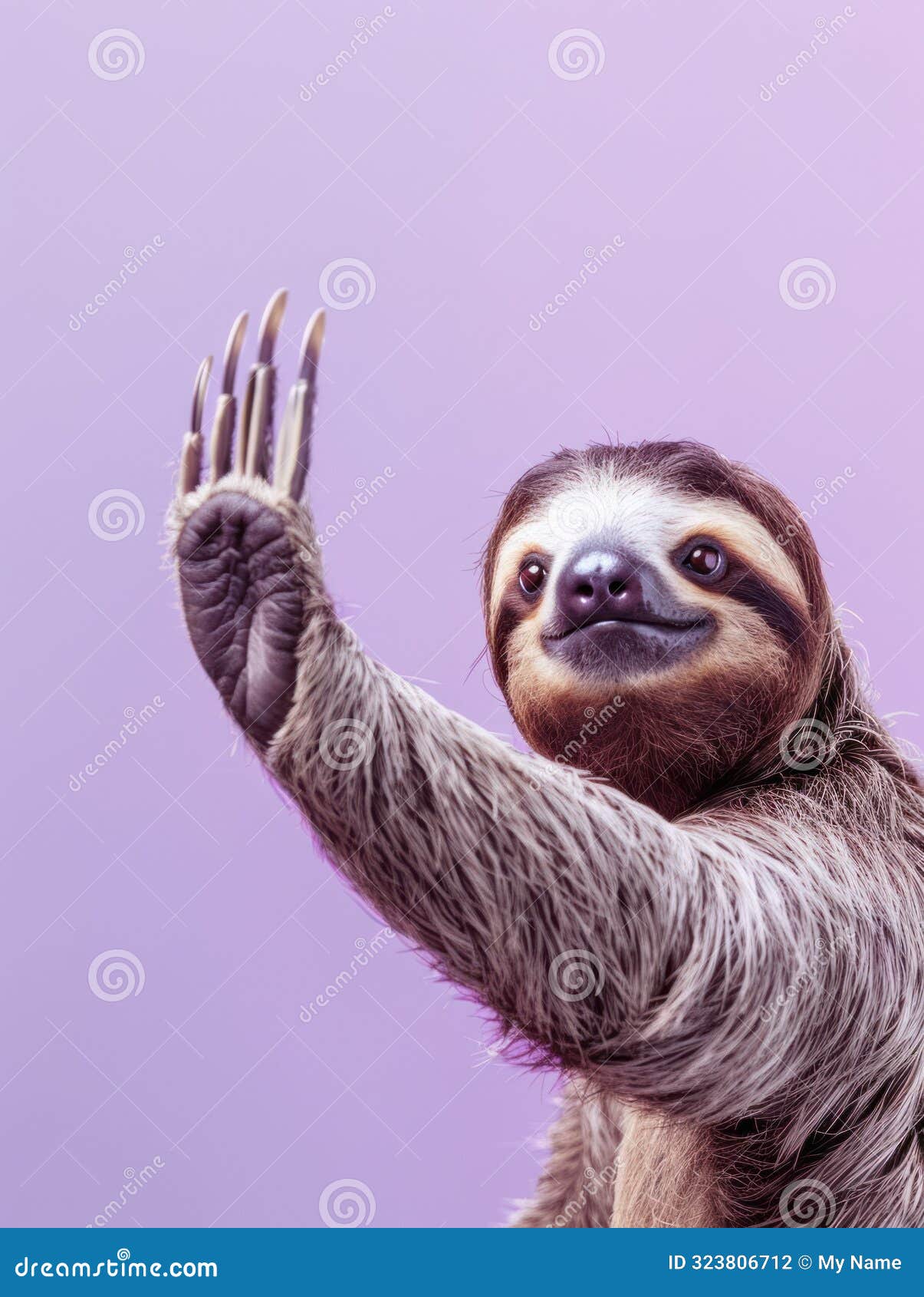 Sloth with an Outstretched Hand with Claws Against the Background of ...