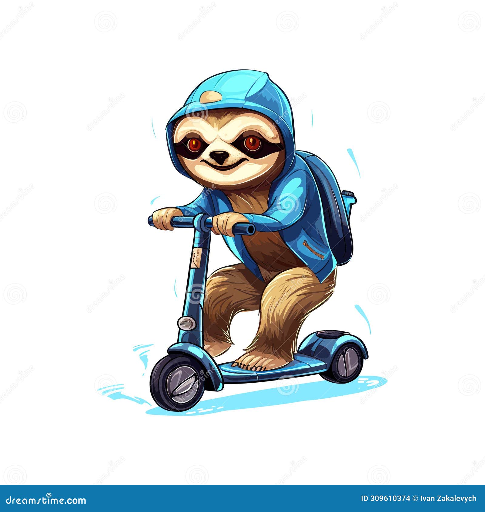Sloth Riding Electric Scooter. Vector Illustration Design Stock ...