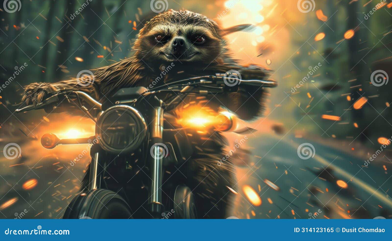 A Sloth is Riding a Motorcycle with a Helmet on Stock Image - Image of ...