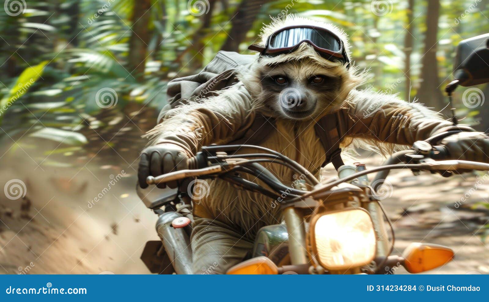 A Sloth is Riding a Motorcycle with a Helmet on Stock Photo - Image of ...