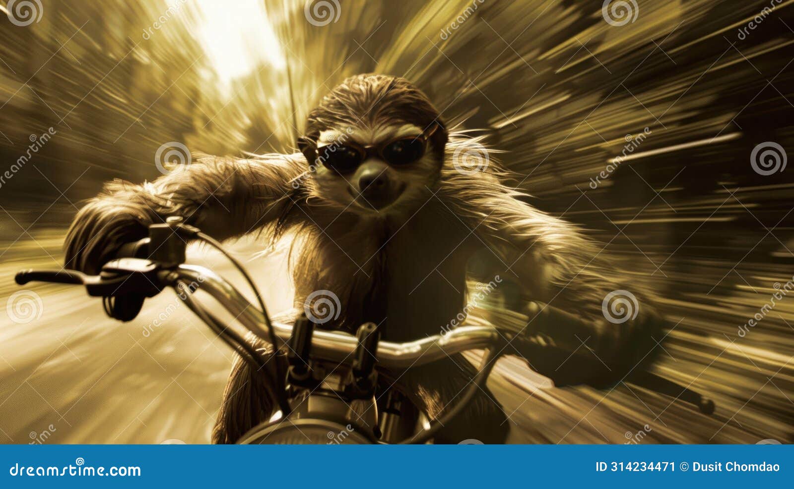 A Sloth is Riding a Motorcycle with a Helmet on Stock Image - Image of ...