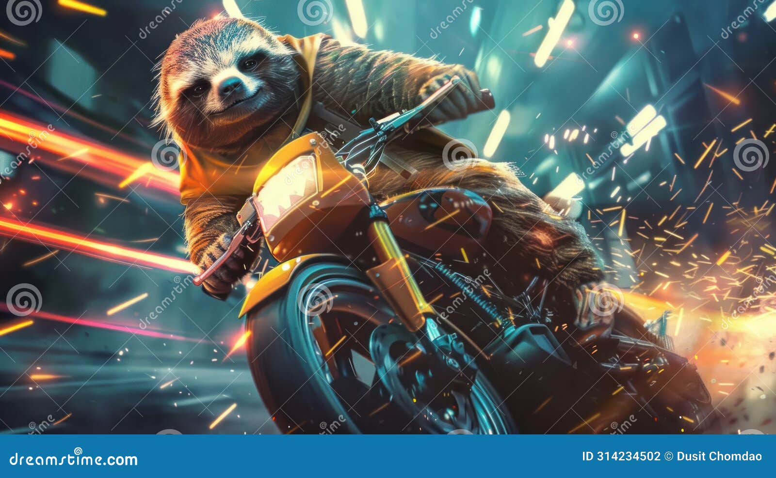 A Sloth is Riding a Motorcycle with a Helmet on Stock Photo - Image of ...