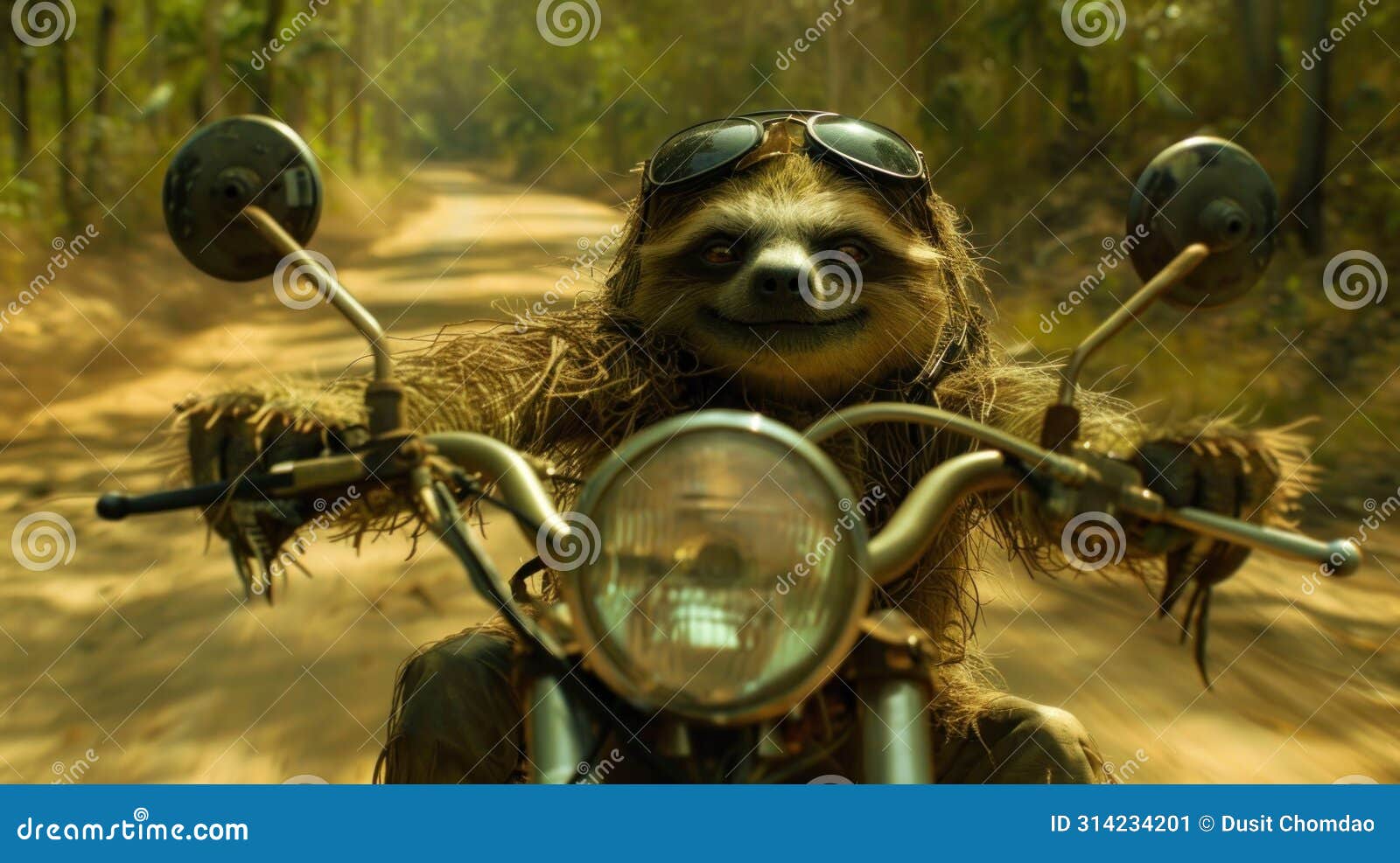 A Sloth is Riding a Motorcycle with a Helmet on Stock Image - Image of ...
