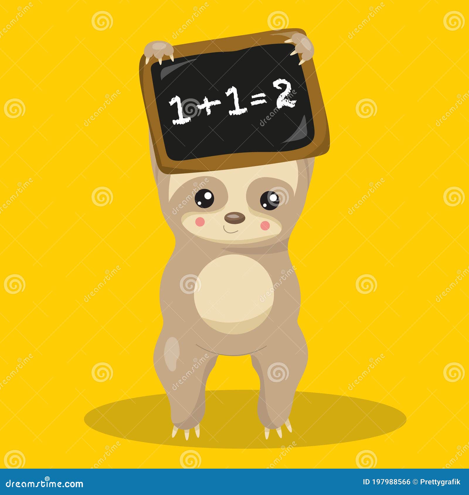 Sloth school with board 04 stock vector. Illustration of school - 197988566