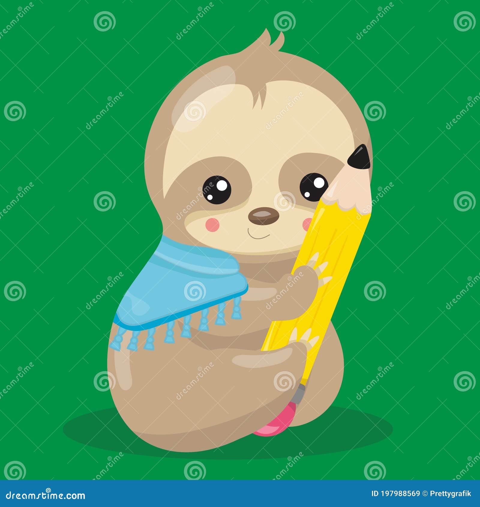 Sloth School with Pencil 02 Stock Vector - Illustration of sloth ...