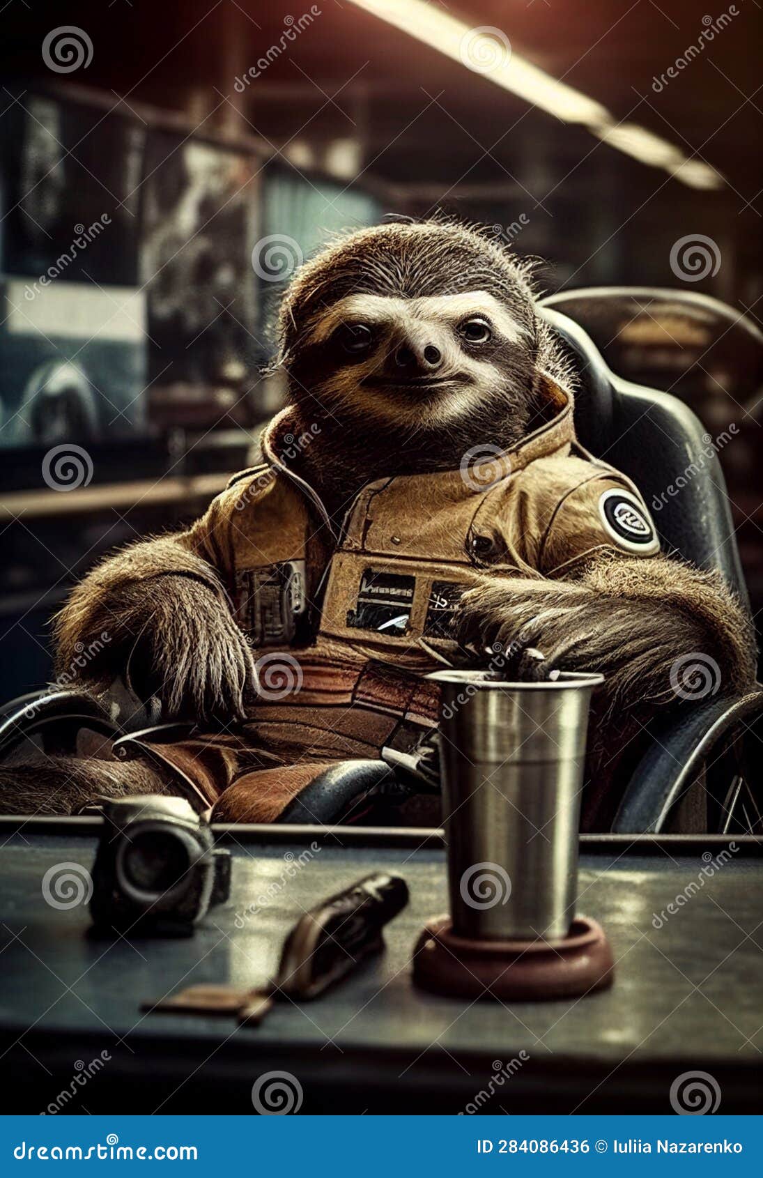 Sloth Sits in a Racing Car. AI Generated Stock Illustration ...