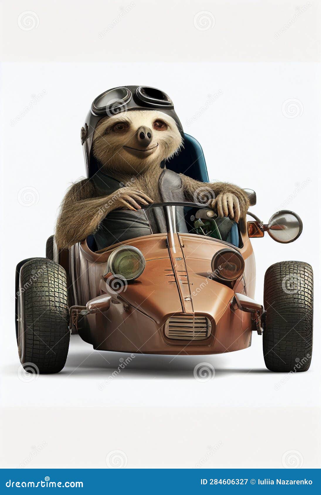Sloth Sitting in a Racing Car on a White Background. AI Generated Stock ...