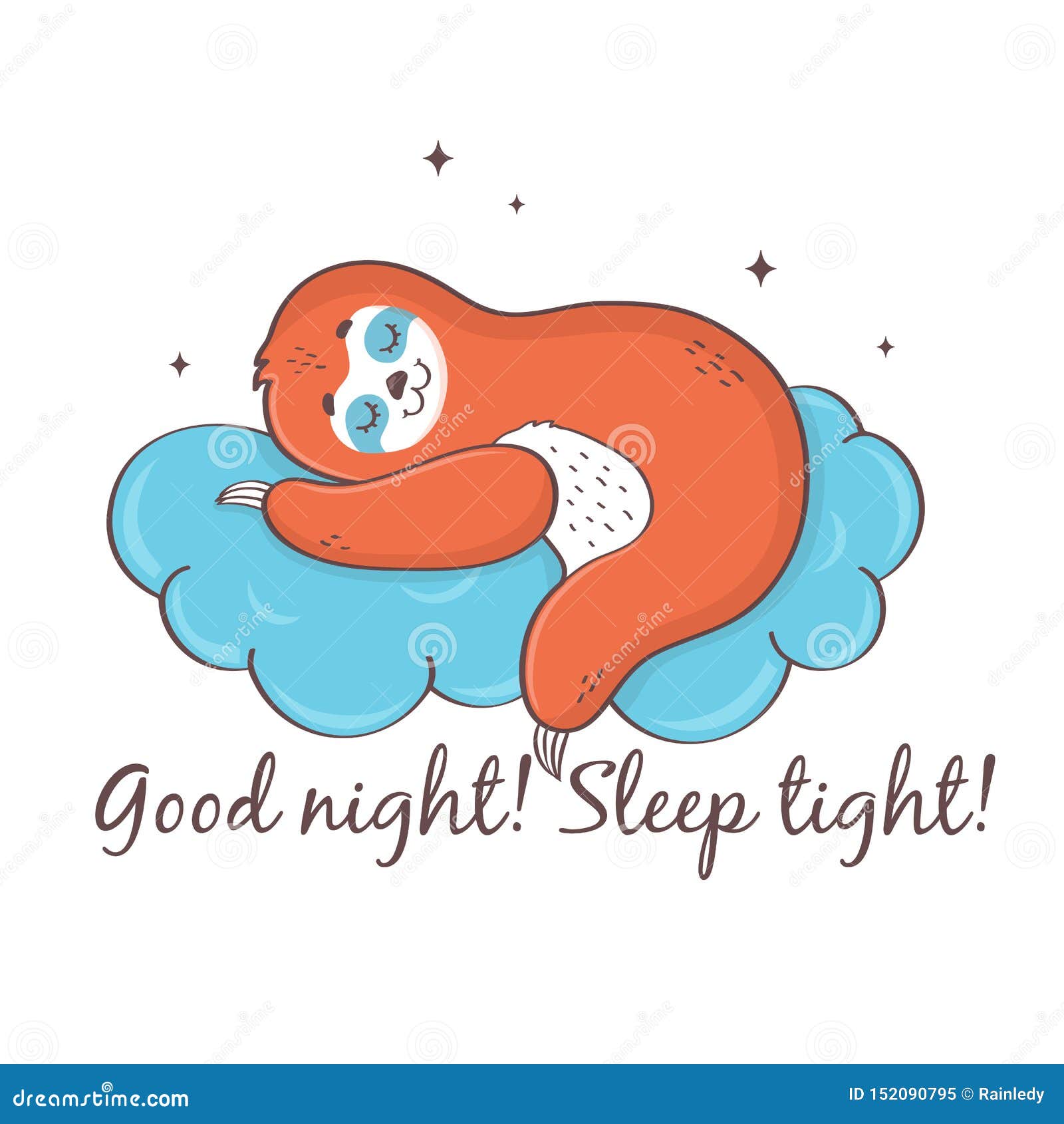 Sloth Sleeping on a Cloud. Vector Illustration Stock Vector ...